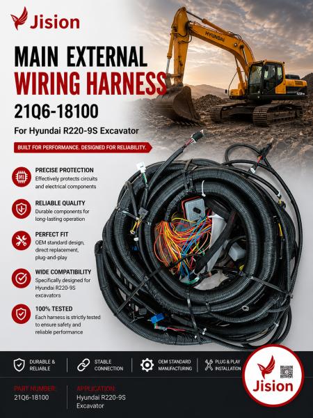 Quality 21Q6-18100 21Q8-18105 Hyundai R220lc-9s R300lc-9s Main Wiring Harness Factory/hyundai Wiring Harness/excavator Wiring Harness for sale
