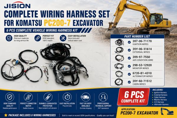 Quality Complete Wiring Harness  For Komatsu Pc200-7 207-06-71170 20Y-06-31614 209-97-7550 298-53-12920 for sale