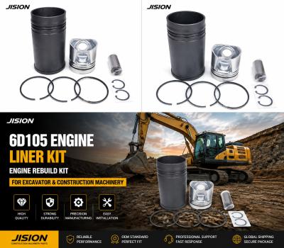 China 6D105 Engine Liner Kit Excavator Engine Rebuild Kit Cylinder Liner Piston Ring Set Construction Machinery Parts for sale