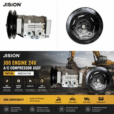 China JO8 Engine 24V A/C Compressor Assy S883101740 Air Conditioning Compressor Assembly for Excavator Construction Machinery for sale