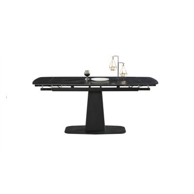 China 2021 extendable newest design marble dining table set with six chairs dining table extension rectangular dining tables for sale