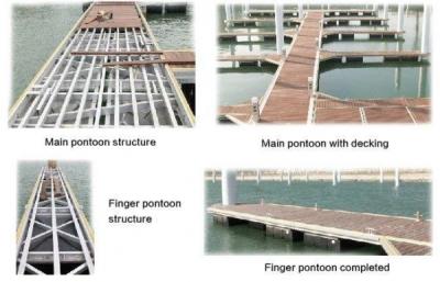 China Floating Dock Plastic Pontoon Floating Pontoons With Aluminum Frames Wooden Deck for sale