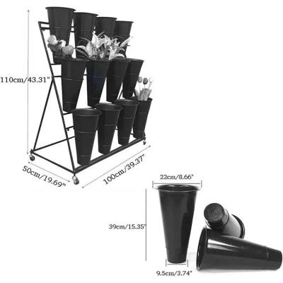 China Fábrica de cores personalizadas tamanho Florista Prateleira Balde de Flores Display Stand Display Rack Flores à venda