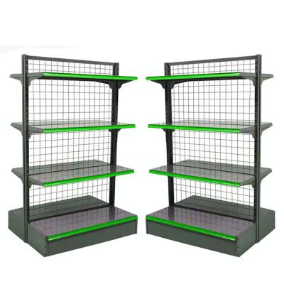 Cina Metallico reticolare retro gondola ripiani in acciaio laminato a freddo scaffale supermercato in vendita