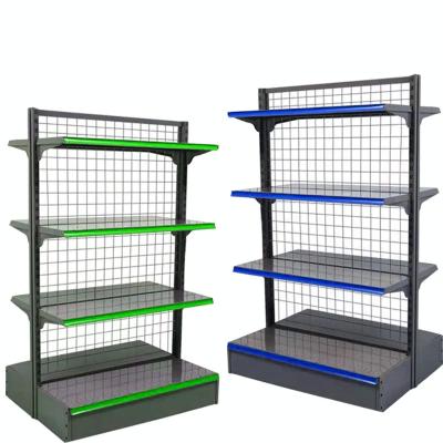 Cina Metallico reticolare retro gondola ripiani in acciaio laminato a freddo scaffale supermercato in vendita