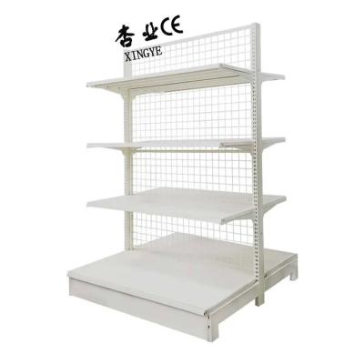 China Grid Mesh Back Gondola Shelving Heavy Duty Supermarket Rack Single Sided for sale