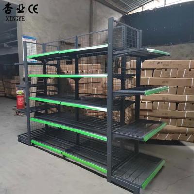 China Grid Mesh Back Gondola Shelving Heavy Duty Supermarket Rack Single Sided for sale