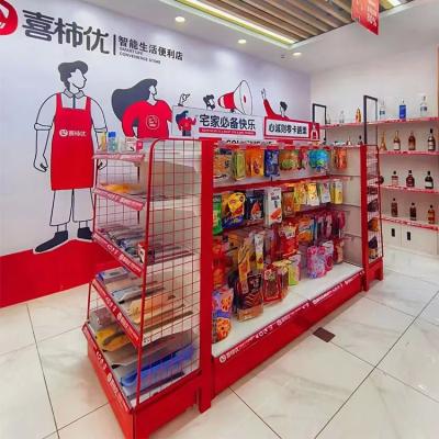 China Grid Mesh Back Gondola Shelving Heavy Duty Supermarket Rack Single Sided for sale