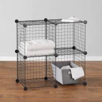 China 4 Cube Wire Grid Storage Shelves Black 14