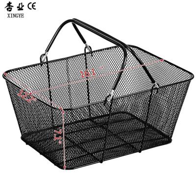 Cina Cestino di shopping per supermercati neri Logo personalizzato Cestino a mano in acciaio in vendita