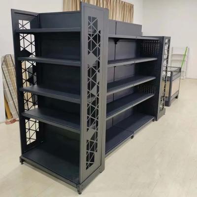 中国 工場 オーダーメイド サイズ 色 黒 棚 超市 ゴンドラ ダブル 棚 販売のため