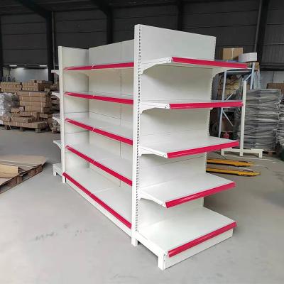 Cina Fabbrica taglia personalizzata scaffalature a gondola scaffalature a doppio lato supermercato scaffalatori a gomma di grande capacità prodotto di ferramenta in vendita