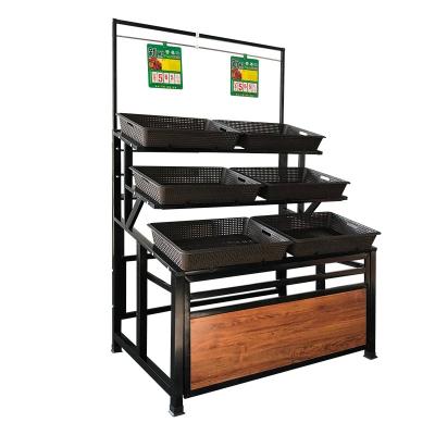 China 3 camadas equipamento de supermercado de lado único prateleiras de vegetais à venda