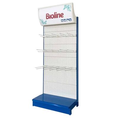 China Fabrica tamanho personalizado cor vender rack gôndola farmácia display rack prateleira azul do supermercado à venda