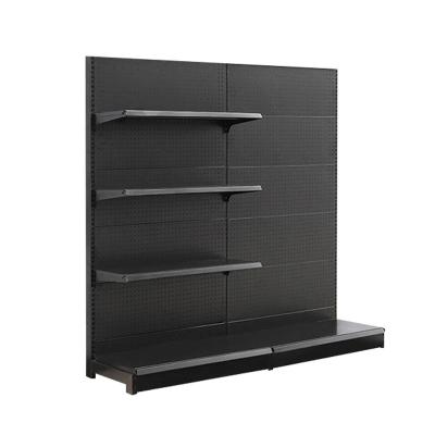 China Novo Design Negro Madeira Light Duty Gondola Prateleiras Supermercado Lojas de conveniência Prateleiras à venda