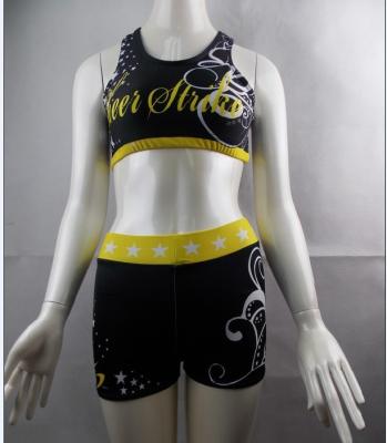 China Sublimated Lycra Crop Top Cheerleading Wear / Girls Cheerleader Costume for sale
