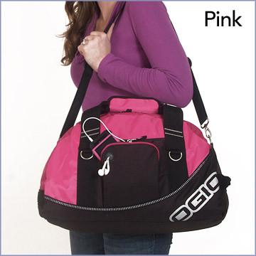 China Polyester 600D Large Womens Travel Personalised Sports Bags in Pink And Green for sale