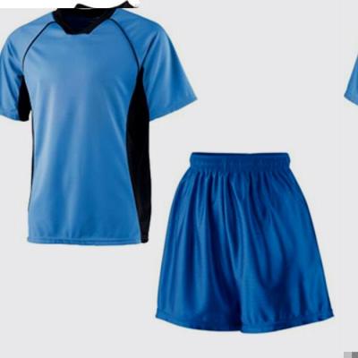 China Bright Blue Sublimated Mesh Soccer Team Clothing College Football Jerseys for sale