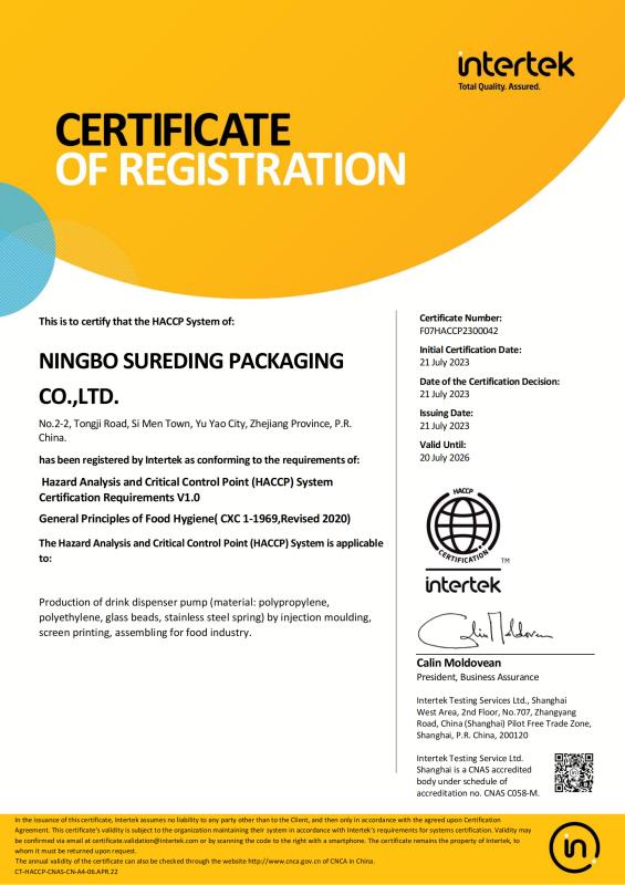 HACCP - Ningbo Meichang Packaging Technology Co., Ltd.