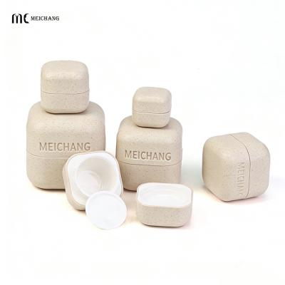 China 5G 15G 20G 30G 50G 100g 200G Square Cream Jar Wheat Straw Fiber Biodegradable & Food-Grade (MC-P-531) for sale