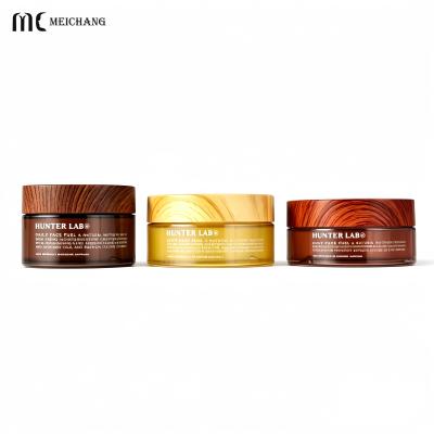 China 100g-250g Biodegradable Bamboo Texture Lid Wide-Mouth Cream Jar Eco-Friendly PETG Recyclable Container for Organic Herbal Skincare Cream(MC-P-553) for sale