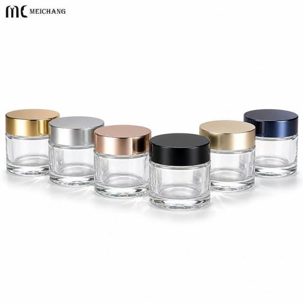 Quality 5g, 10g, 15g, 20g, 30g, 50g, 80g and 100g Clear Glass Cream Jars with Aluminum Lids for Cosmetic Packaging(MC-G-572) for sale