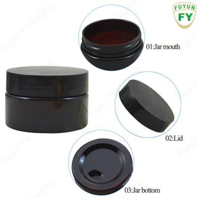 Cina contenitore di plastica del barattolo del nero dell'animale domestico del barattolo del contenitore di plastica dei recipienti del barattolo nero crema cosmetico dell'animale domestico in vendita