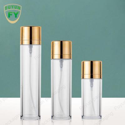 Cina Imballaggio cosmetico cilindrico vuoto della bottiglia 50ml dello spruzzo dell'ANIMALE DOMESTICO del cappuccio dell'oro in vendita