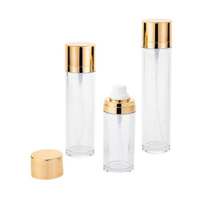 Cina Imballaggio cosmetico cilindrico vuoto della bottiglia 50ml dello spruzzo dell'ANIMALE DOMESTICO del cappuccio dell'oro in vendita
