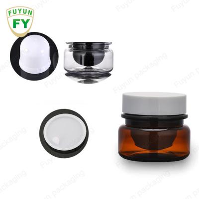 Cina Barattolo cosmetico all'ingrosso della crema di imballaggio per alimenti 30ml Amber Black Pet Plastic Cosmetic con il coperchio nero bianco in vendita