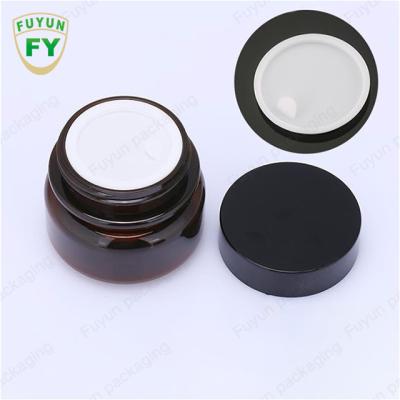 Cina Barattolo cosmetico all'ingrosso della crema di imballaggio per alimenti 30ml Amber Black Pet Plastic Cosmetic con il coperchio nero bianco in vendita