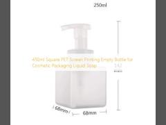 450ml Square PET Screen Printing Empty Bottle for Cosmetic Packaging Liquid Soap