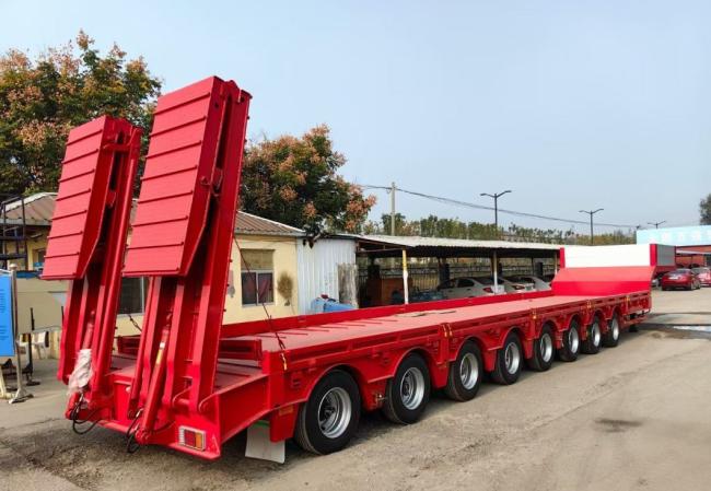 Customizable High Strenth Low Bed Semi Trailer 60 80 100 Tons Lowboy Truck Semi Trailer