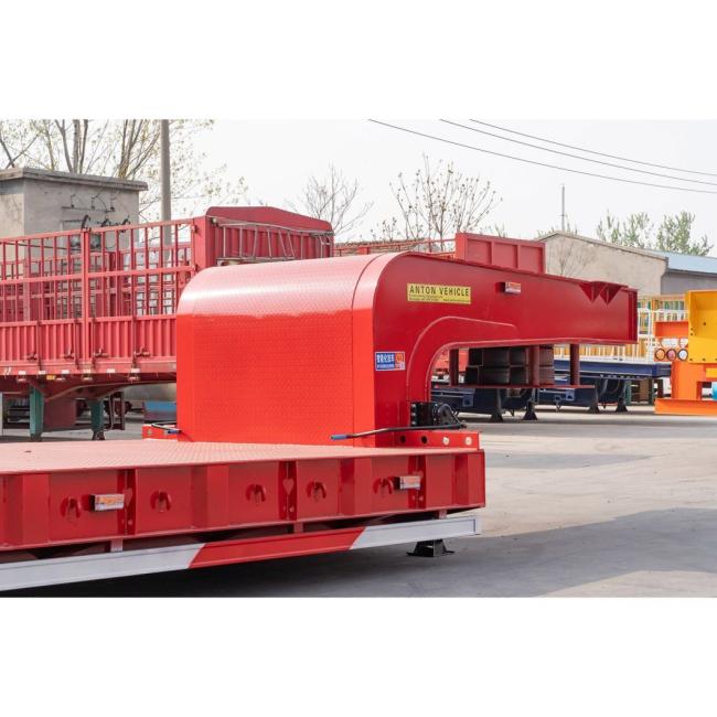 2024 New Production Heavy Duty 2 Axle 60 Ton 80 Ton 13 Meter to 18 Meter Extendable Gooseneck Lowbed Semi Trailer
