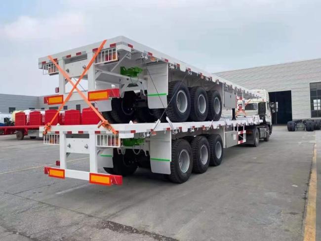 Semi Trailer 3 Axles Container Transport Carrier Flatbed Semi Truck Trailer