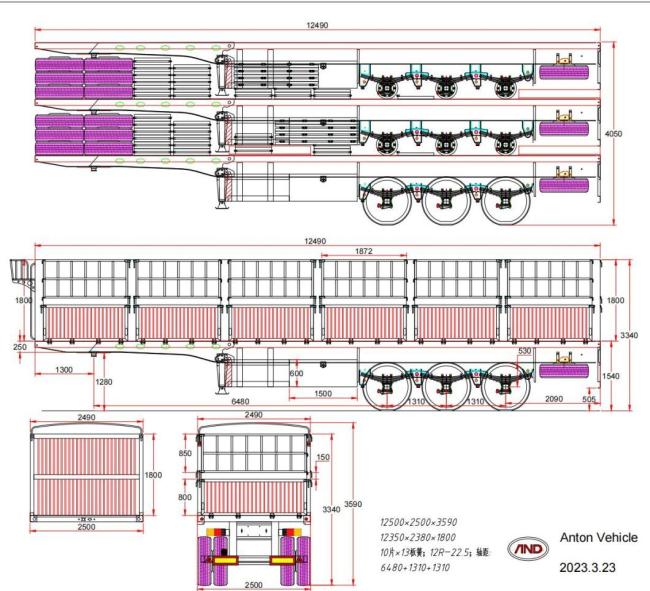 80 Tons Side Wall/Side Board/Drop Side/Fence/Stake Utility Cargo Truck Semi Trailer with Container Lock