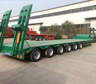 Quality High Strenth Lowboy Semi Trailer 60 80 100 Tons with ABS Anti-lock Braking System and 7 Axles for sale