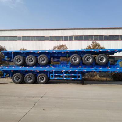 China 12 Tire Strength Tri Axle Container Flat Bed Tractor Trailer With Jost E100 Landing Gear for sale