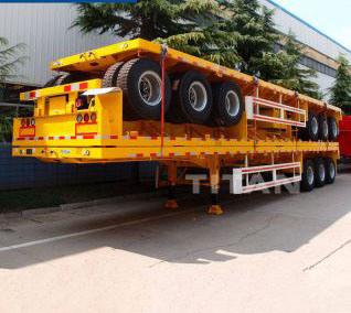 China Long Distance Hauling Tri-Axle Container Flatbed Semi-Trailers with 50T Load Capacity for sale