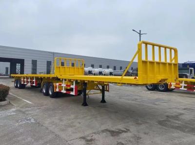 China Two Tandem Container Flatbed Semi Truck Trailer With Jost Kingpin And Fuwa / BPW Axle for sale