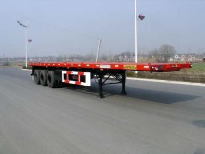 China Landing Gear Jost E100 Flatbed Container Semi Trailer 3 Axle 40FT Transport Trailer for sale