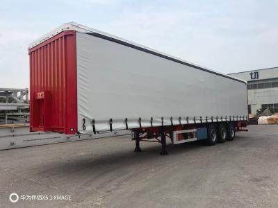China 3 Axles Box Body Curtain Side Van Truck Semi Cargo Trailer for sale