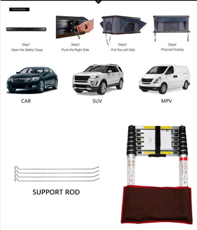 Hot Styles 4x4 Car Roof Top Tent Aluminum 4-Person Outdoor Hiking ...