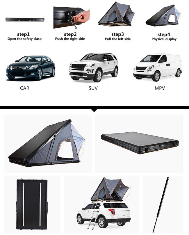 Camping Aluminum 4 Person Roof Top Tent Car Rooftop Tent Triangle Hard ...