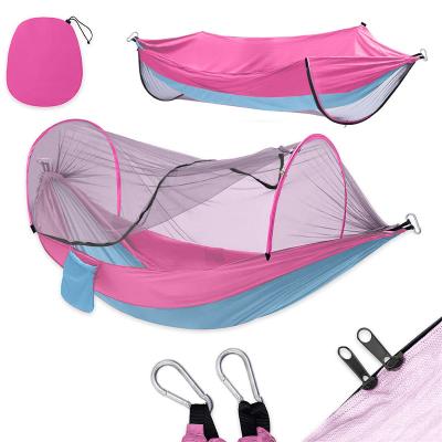 China Camping Hammock with Mosquito Net Pop-up Parachute Lightweight Hanging Hammocks Tree Straps Swing Hammock for sale