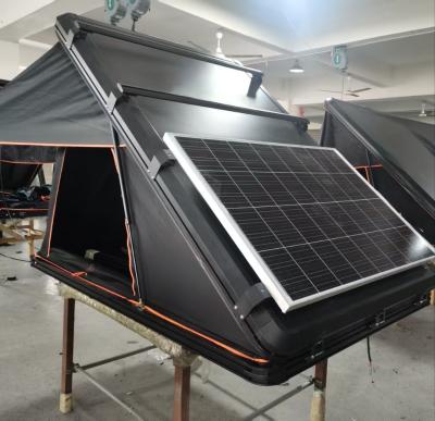 China Camping Aluminum 3 Person Outdoor Hiking Rooftop Roof Top Tub Car Tent Triangle Clamshell Hard Shell Roof Top Tent Solar for sale