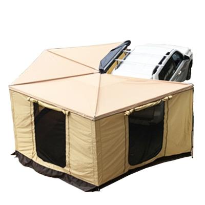 China Outdoor Camping Vehicle 4x4 Car Roof Side Canvas Shelter 270 Degree Free Standing Aluminum Foxwing Awning Outdoor Rooftop Tent for sale