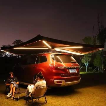 China 4x4 Awning Oxford Waterproof Retractable 270 Degree Car Roof Side Awning Led Light Waterproof Camping Tent Black for sale