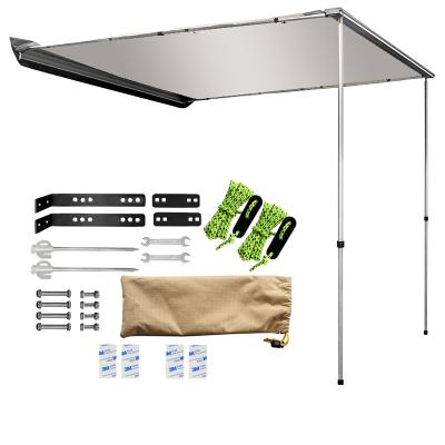 China Coated Silver Car Side Campervan Awning 4wd Offroad Car Side Retractable 4x4 Awning for Outdoor Camping Car Roof Tent for sale