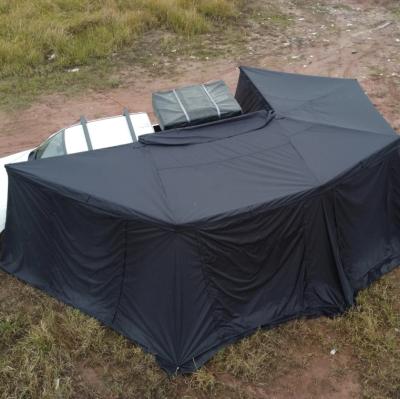 China 4x4 Outdoor Camping Tent for 4 People Waterproof Oxford 360 Degree Free Standing Car Side Awning Roof Top Accessory for Offroad for sale